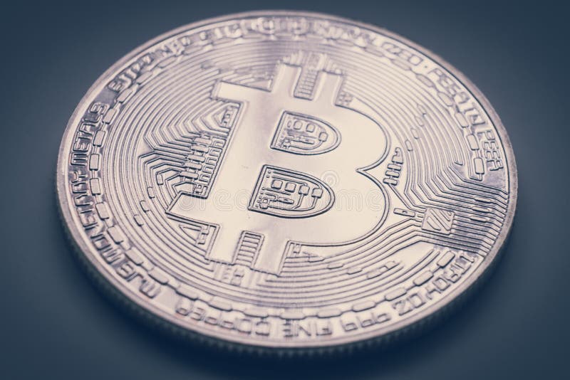 Silver bitcoin physical stock photo. Image of peer, altcoin - 105199282