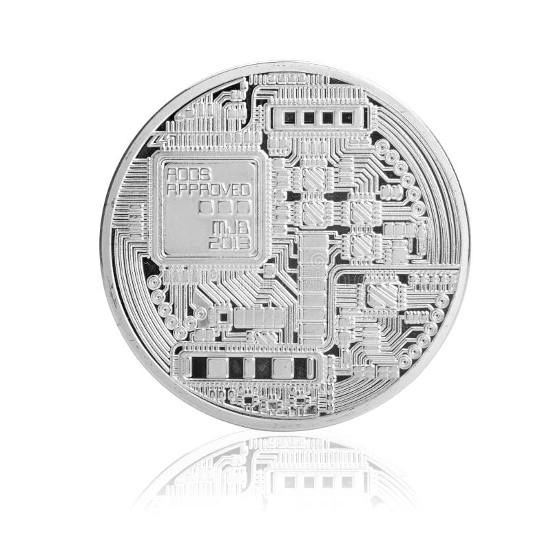 Silver bitcoin stock image. Image of mining, bitcoin - 116784213