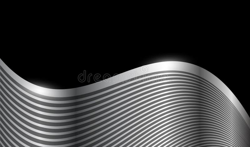 Silver Black Abstract Background with Wavy Pattern Stock Illustration ...