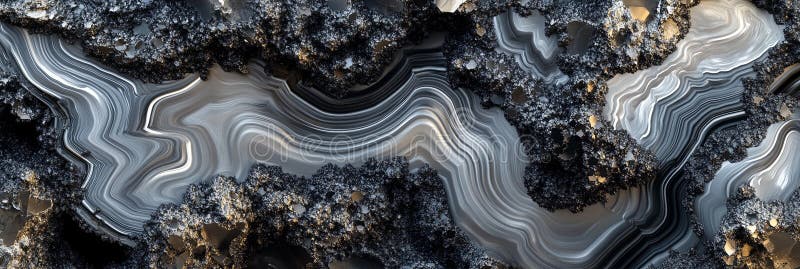 Silver and Black Abstract Geode Pattern Pic Stock Image - Image of ...