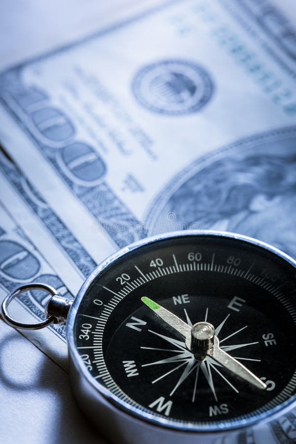 One-dollar Bill, Compass and Map Stock Image - Image of exchange ...