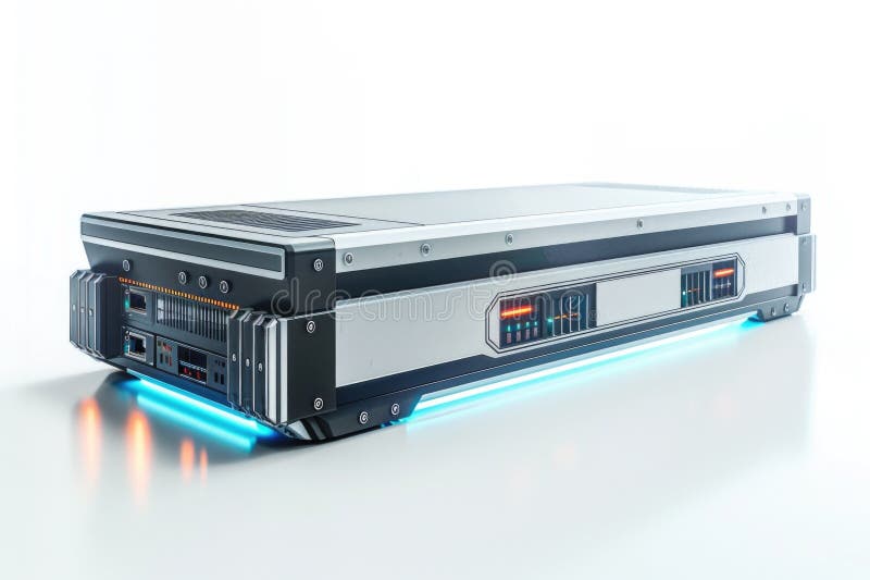 A Silver and Black Electronic Device Sits on a White Surface, Ready for ...