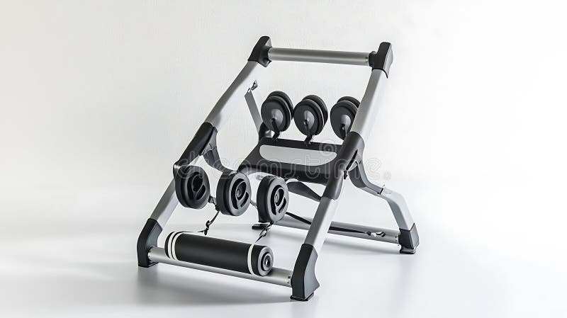 A Silver and Black Exercise Machine with Four Wheels Stock Image ...