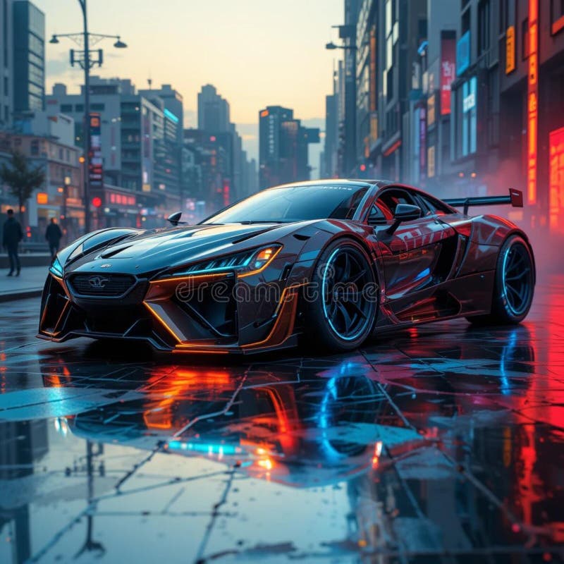 A Silver and Black Supercar is Shown with the Reflection of the Car in ...