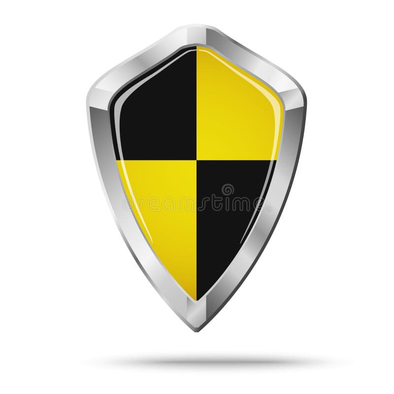 Silver and Black and Yellow Shield Security Concept Isolated Stock ...