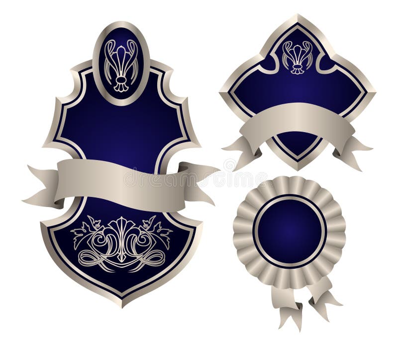 Silver Blue Medieval Labels Stock Vector - Illustration of knighthood ...