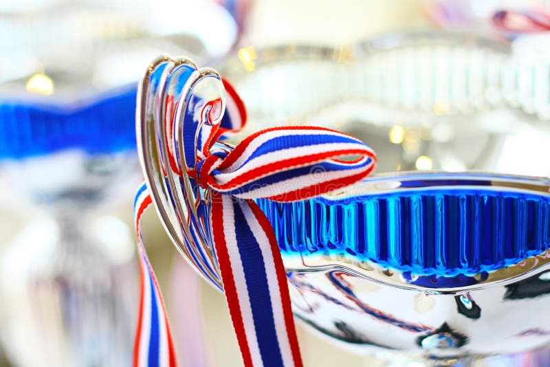 Silver & Blue Metal Trophy Stock Photo - Image of trophy, white: 50904366