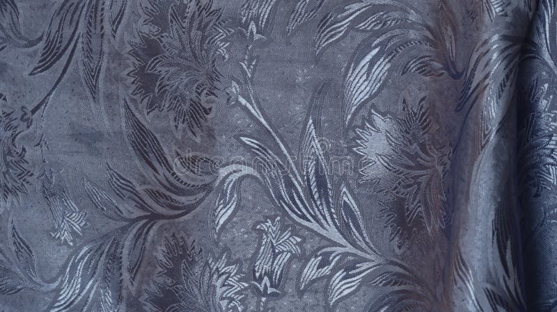 Silver Blue Satin Fabric with Floral Pattern Full Frame Stock Image ...