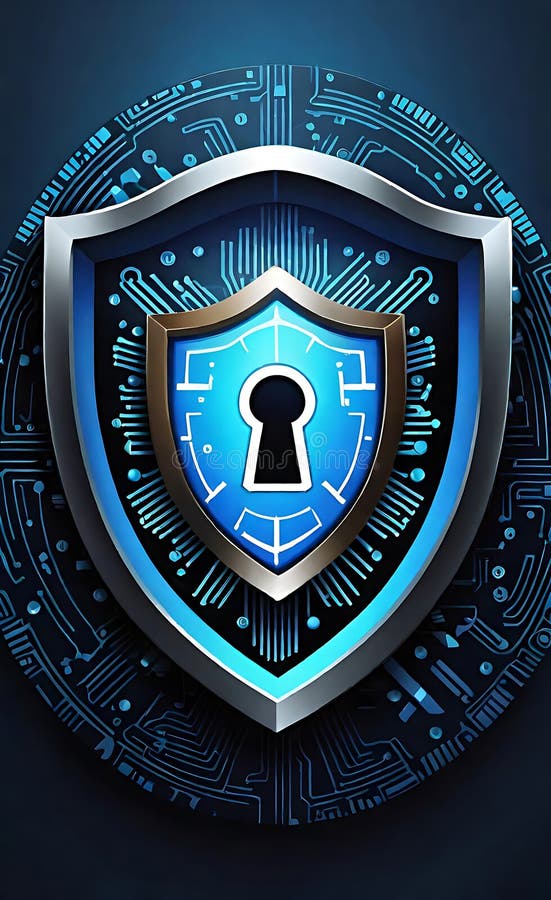 Cyber Security Shield with Keyhole on Circuit Background Stock ...