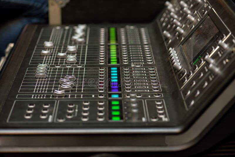 Stage Controller with Sliders. Stock Image - Image of concert, blur ...