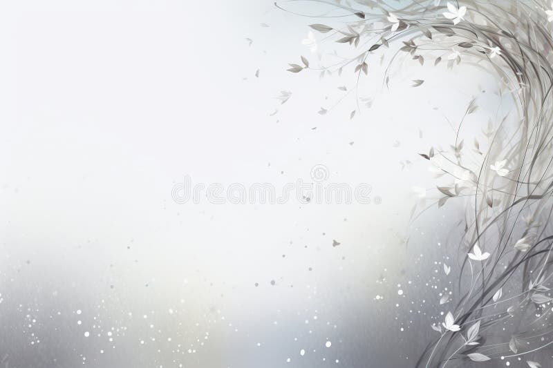 Silver Botany Sparkle Splatter Border. Generative AI Stock Illustration ...