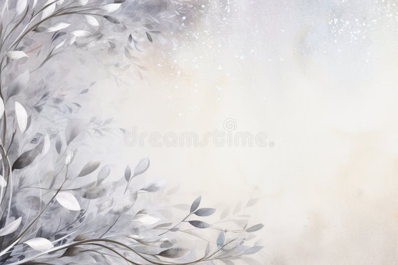 Silver Botany Sparkle Splatter Border. Generative AI Stock Illustration ...