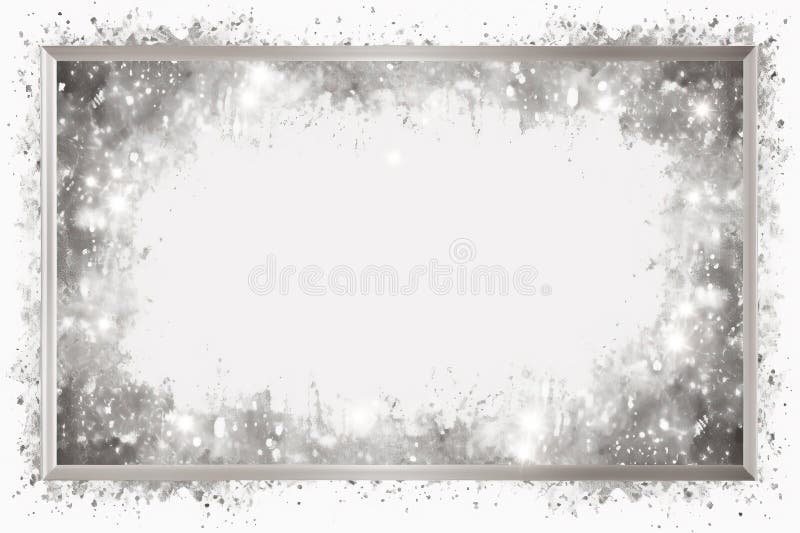 Silver Botany Sparkle Splatter Border. Generative AI Stock Illustration ...
