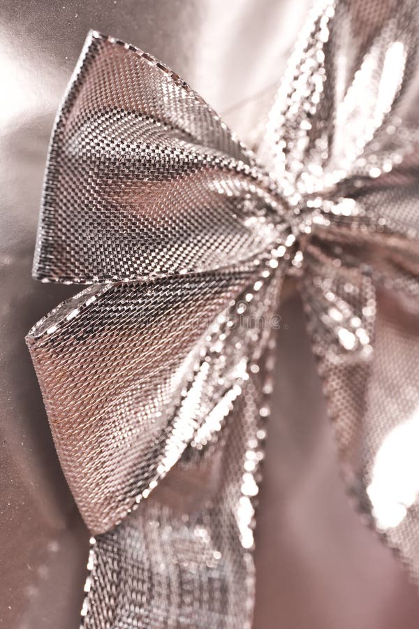 Silver bow stock photo. Image of present, decorate, shiny - 4541112
