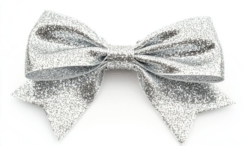 A Silver Bow with Glitter on it Stock Image - Image of wedding, sparkly ...