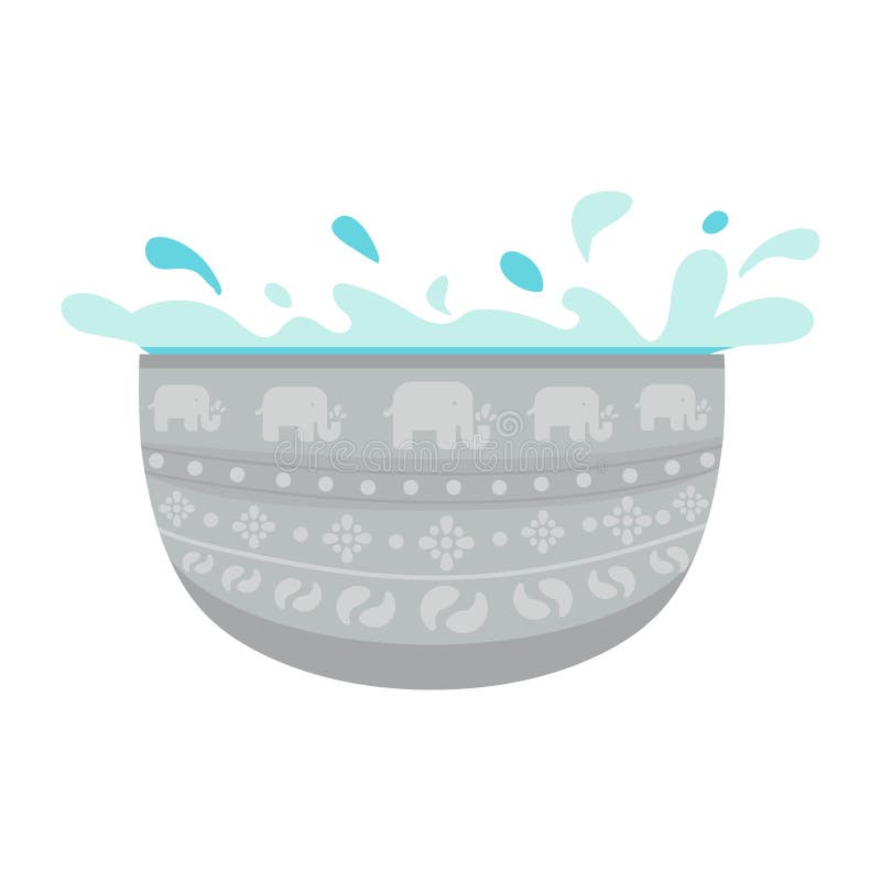 Silver Bowl with Water Splash Thai Culture Stock Vector - Illustration ...