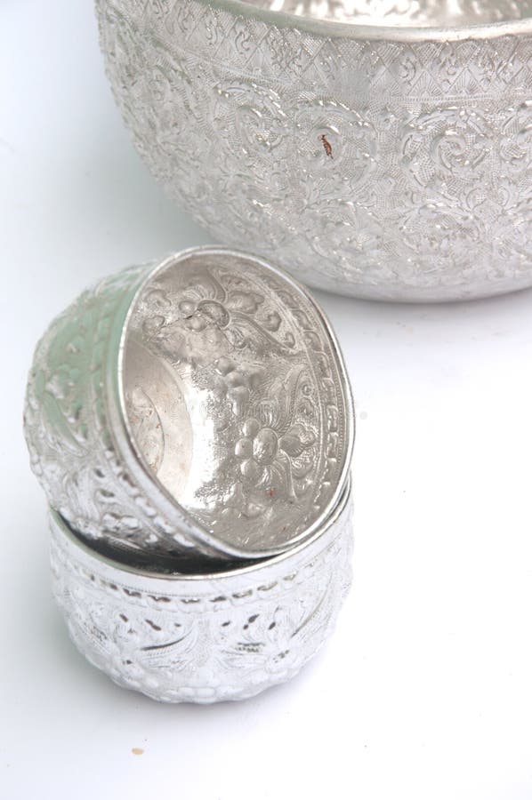 Silver bowl on white stock photo. Image of silver, clean - 66390130