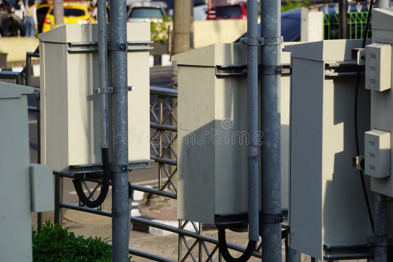 The Silver Box for the Cable Line Stock Image - Image of ladder ...