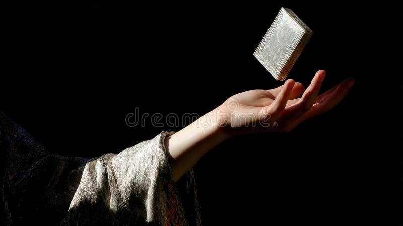 Silver Box Floating Above Open Hand Stock Illustration - Illustration ...