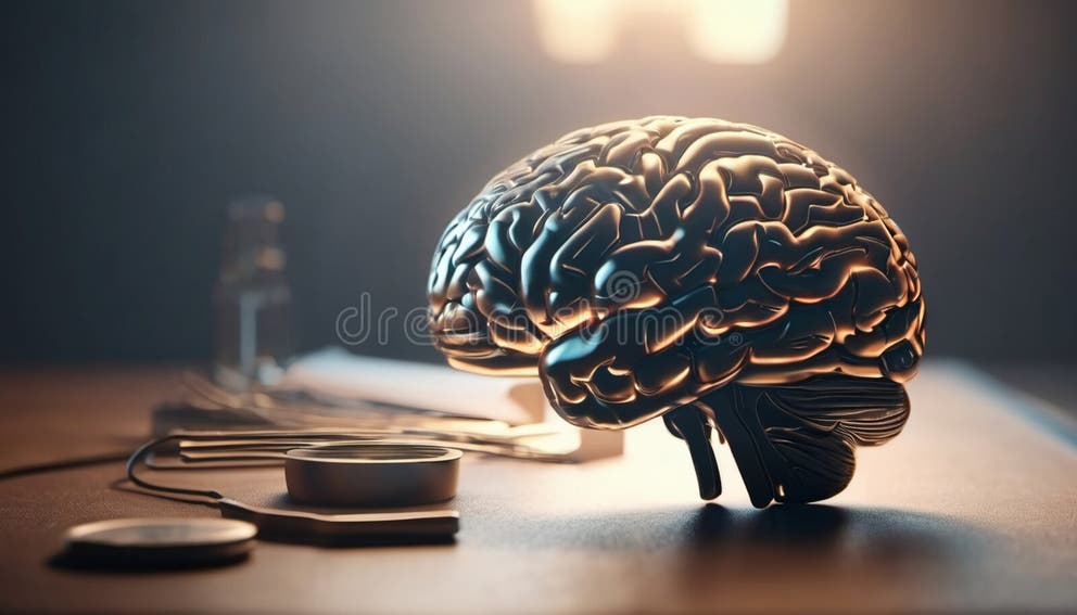 A Brain on a Desk Graphic, Ai Stock Illustration - Illustration of ...