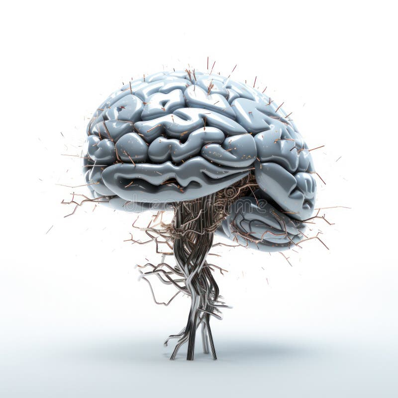Silver Brains on White Background Stock Illustration - Illustration of ...