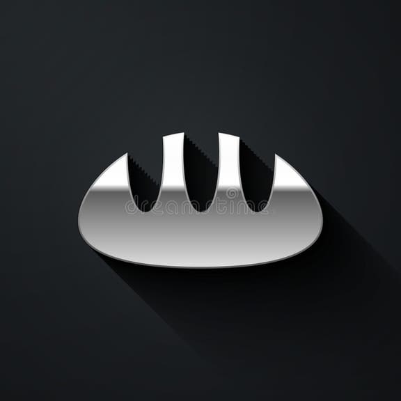 Silver Bread Loaf Icon Isolated on Black Background. Long Shadow Style ...