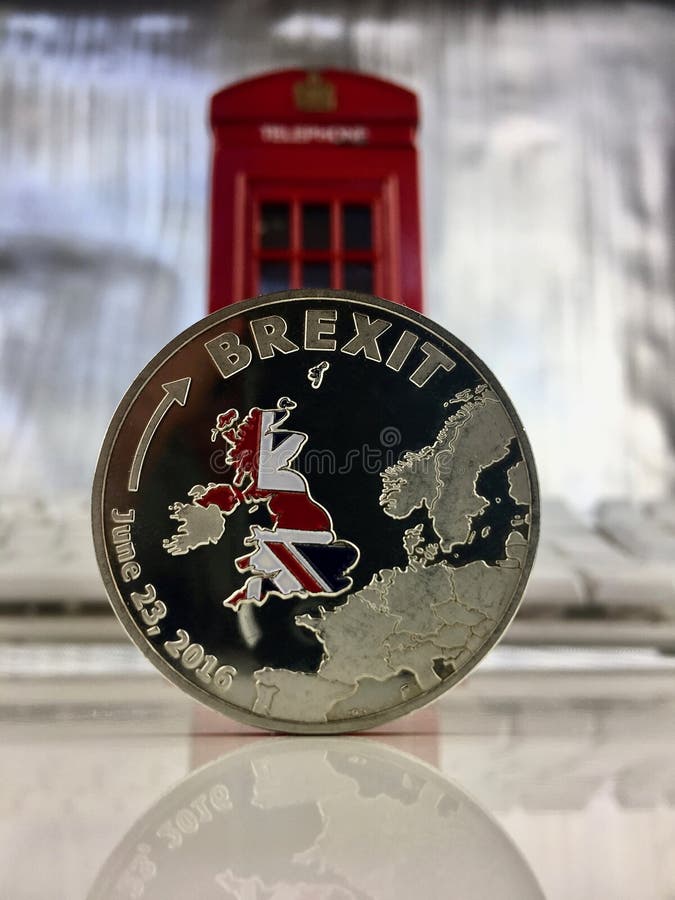 Silver brexit coin stock image. Image of border, kingdom - 93696421