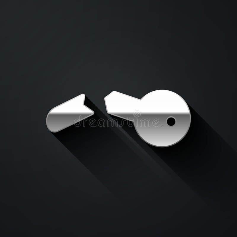 Silver Broken Key Icon Isolated on Black Background. Long Shadow Style ...