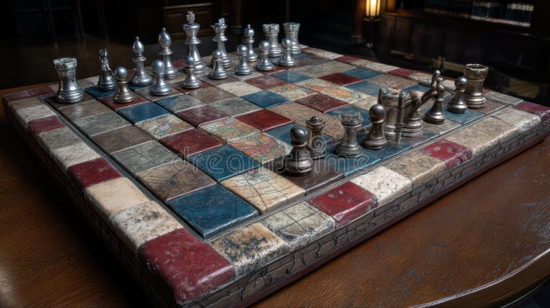 Chess Pieces Representing Trade War and Tariffs on World Map Chessboard ...