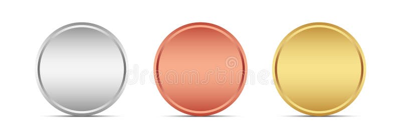 Silver, Bronze and Gold Blank Medals 3d Vector Stock Illustration ...