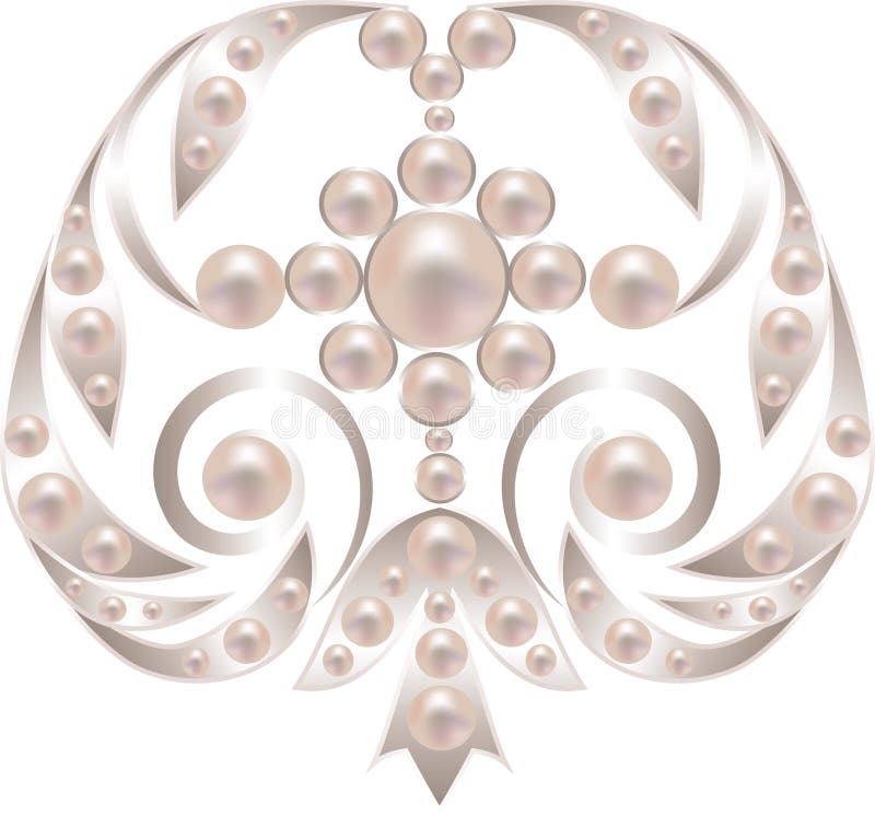 Silver brooch stock vector. Illustration of luxury, white - 34719545