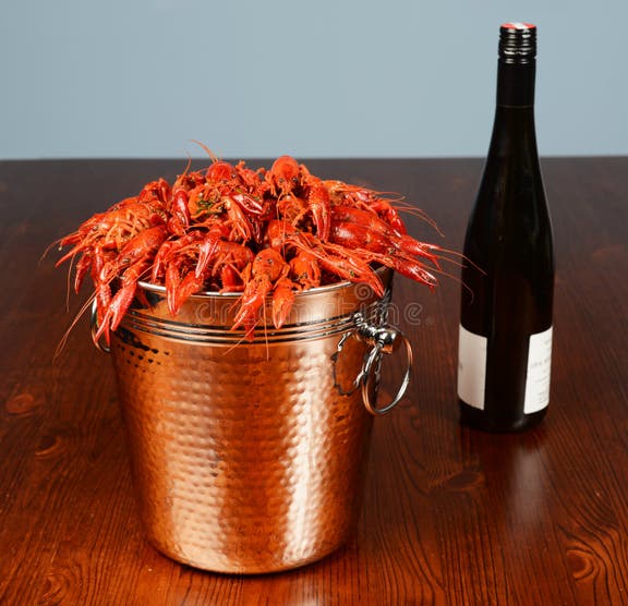 Silver Bucket of Boiled Crawfish Stock Photo - Image of pail ...