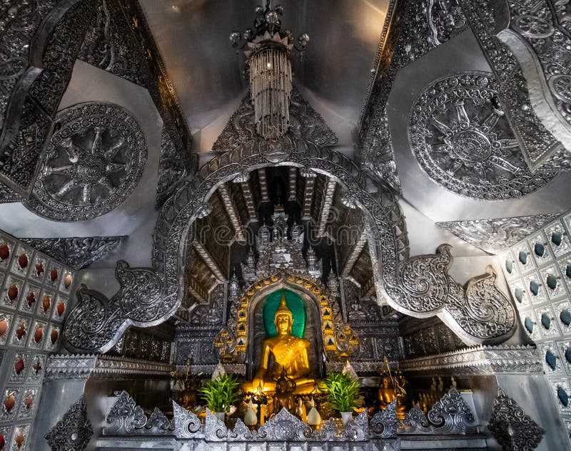 Silver buddhist chapel editorial stock photo. Image of altar - 270111608