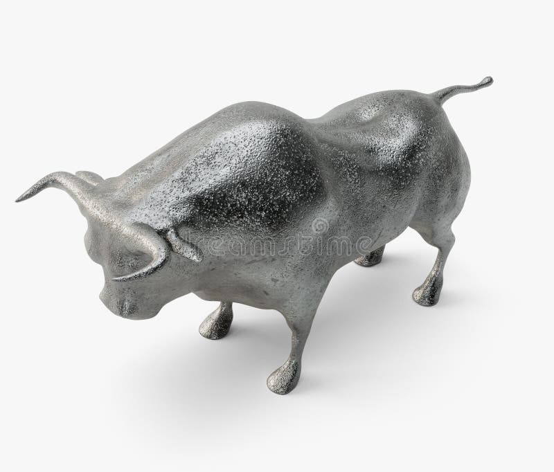 Silver Bull Token Statuette Stock Illustration - Illustration of ...