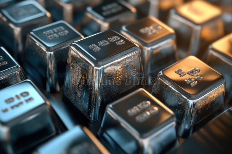 Silver Bullion Bars Close-Up Stock Photo - Image of business, portfolio ...