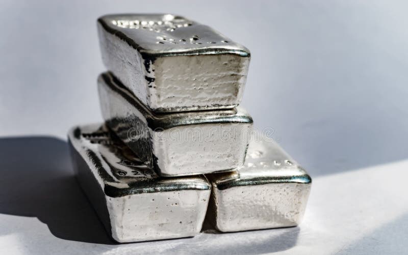 Silver Bullion Bars. Four Cast Silver Bars Stock Photo - Image of ingot ...