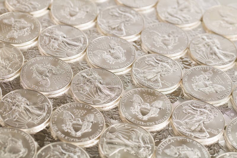 Silver bullion coins stock image. Image of closeup, cash - 274162039