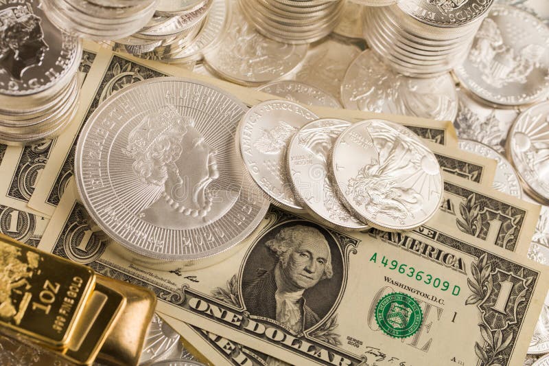 Silver bullion coins stock image. Image of coin, closeup - 274162513