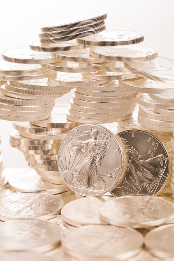 Silver bullion coins stock photo. Image of bank, american - 274162826