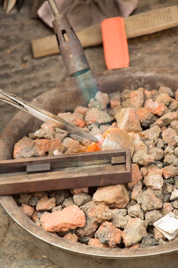 Silver burning process stock image. Image of metal, process - 86499393