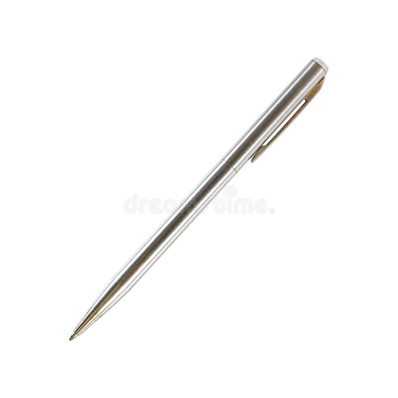 Silver Business Pen with Shadow Isolated on White Stock Image - Image ...