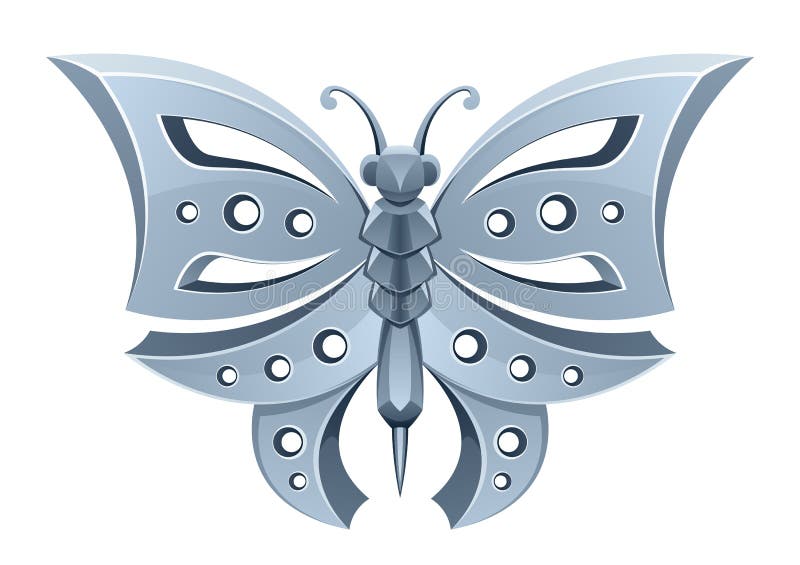 Silver butterfly stock vector. Illustration of beautiful - 35046789