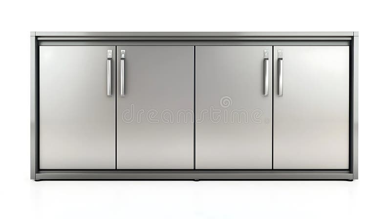 A Silver Cabinet with Four Doors and Four Handles Stock Illustration ...
