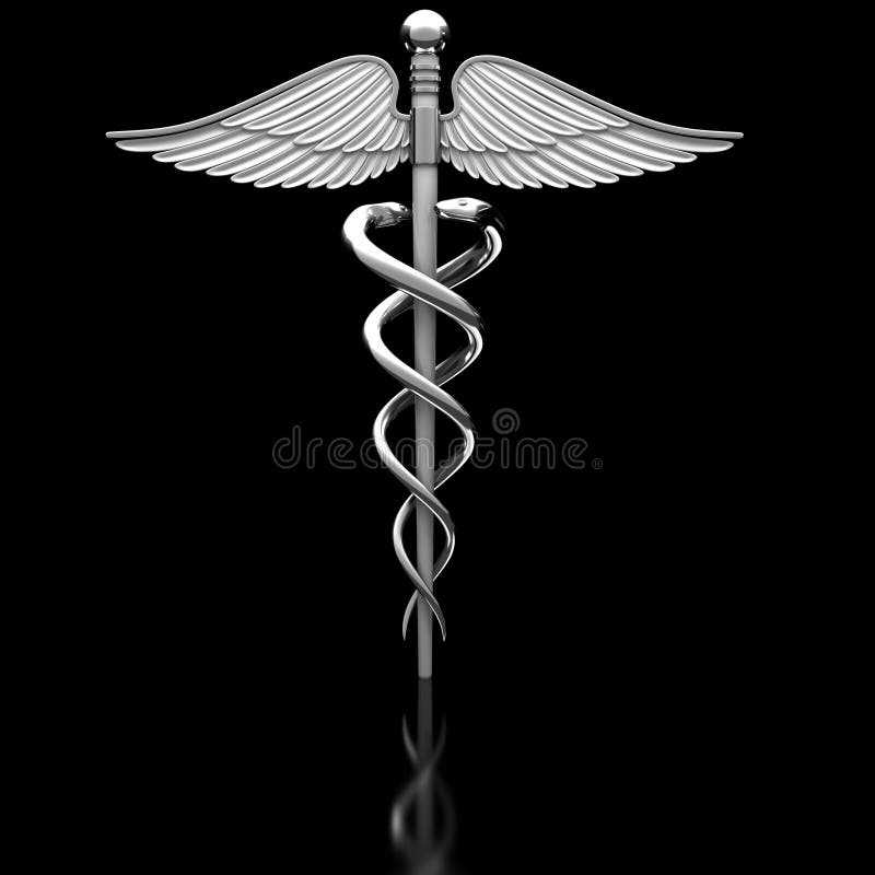 Caduceus Medical Symbol Chrome Stock Illustration - Illustration of ...