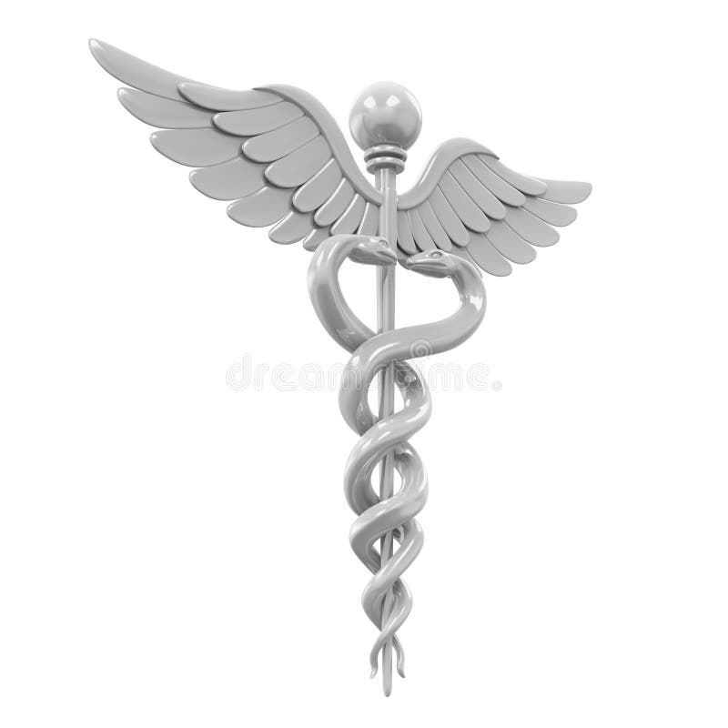 Silver Caduceus Medical Symbol Stock Illustration - Illustration of ...