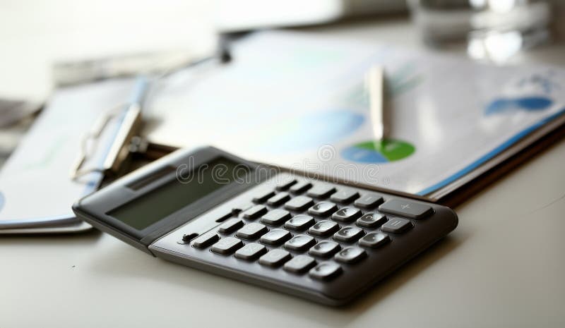 Silver Calculator with Gray Keyboard is Lying Stock Photo - Image of ...