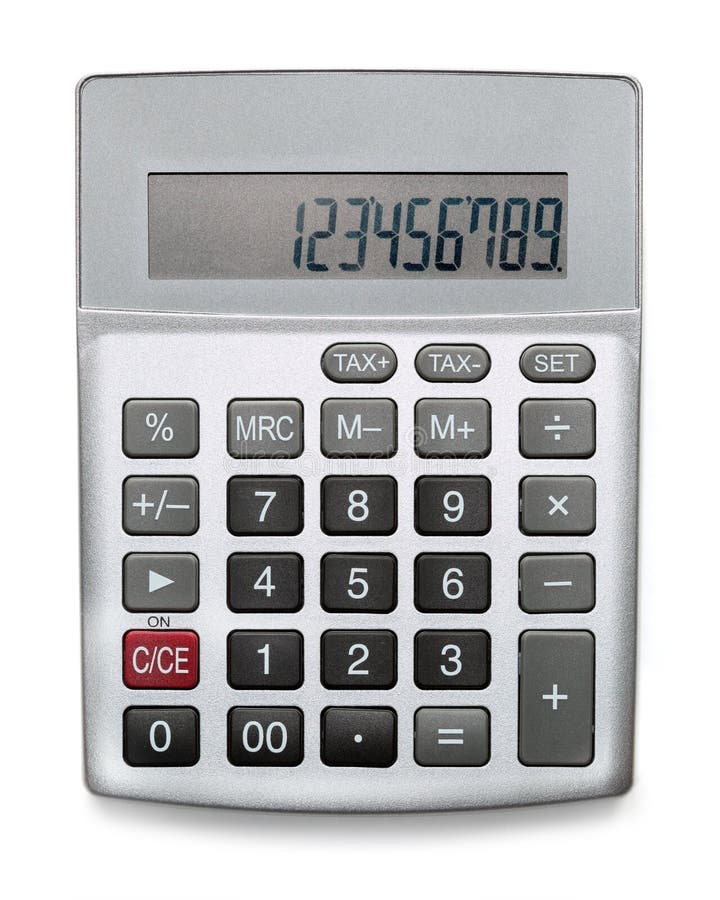 Silver Calculator and Empty Screen Display with Solar Cell Power ...