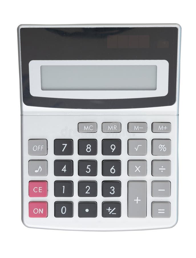 A Silver Calculator Isolated on White with Clipping Path Stock Image ...