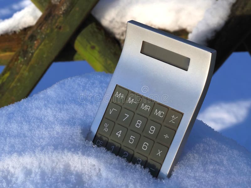 Silver Calculator with Keys in the Snow Stock Image - Image of stream ...
