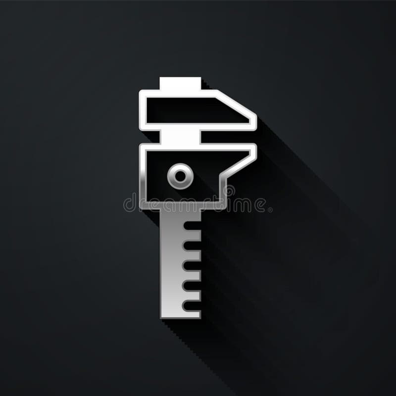 Silver Calliper or Caliper and Scale Icon Isolated on Black Background ...